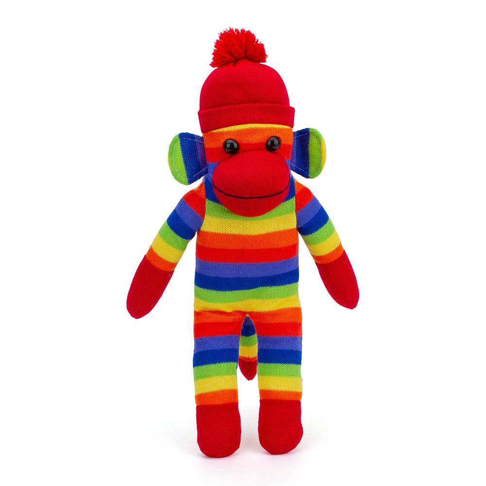 16" Rainbow Sock Monkey Plush – Colorful Classic Stuffed Toy | Plushland