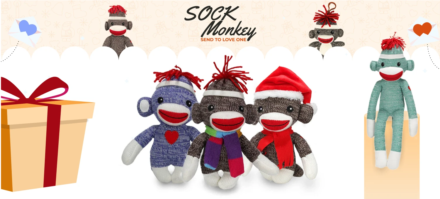 Custom Sock Monkey Houston, TX | Knitted Stuffed Sock Monkey - Plushland