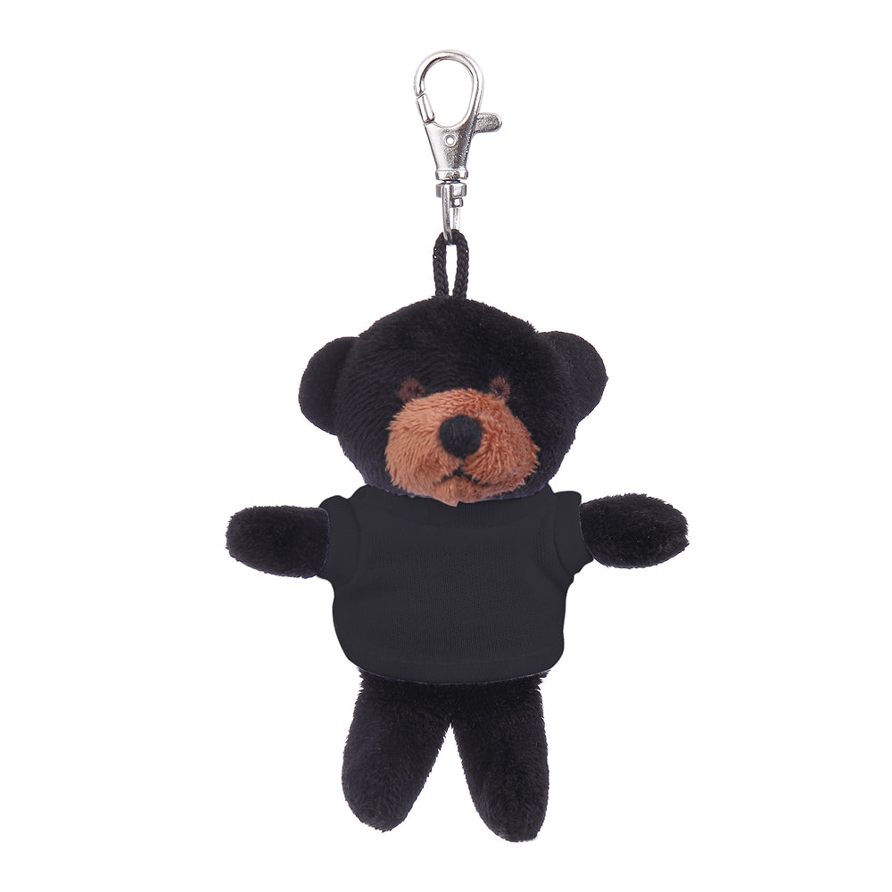 Plushland Black Teddy Keychain with Tee – Teddy Bear Keychain