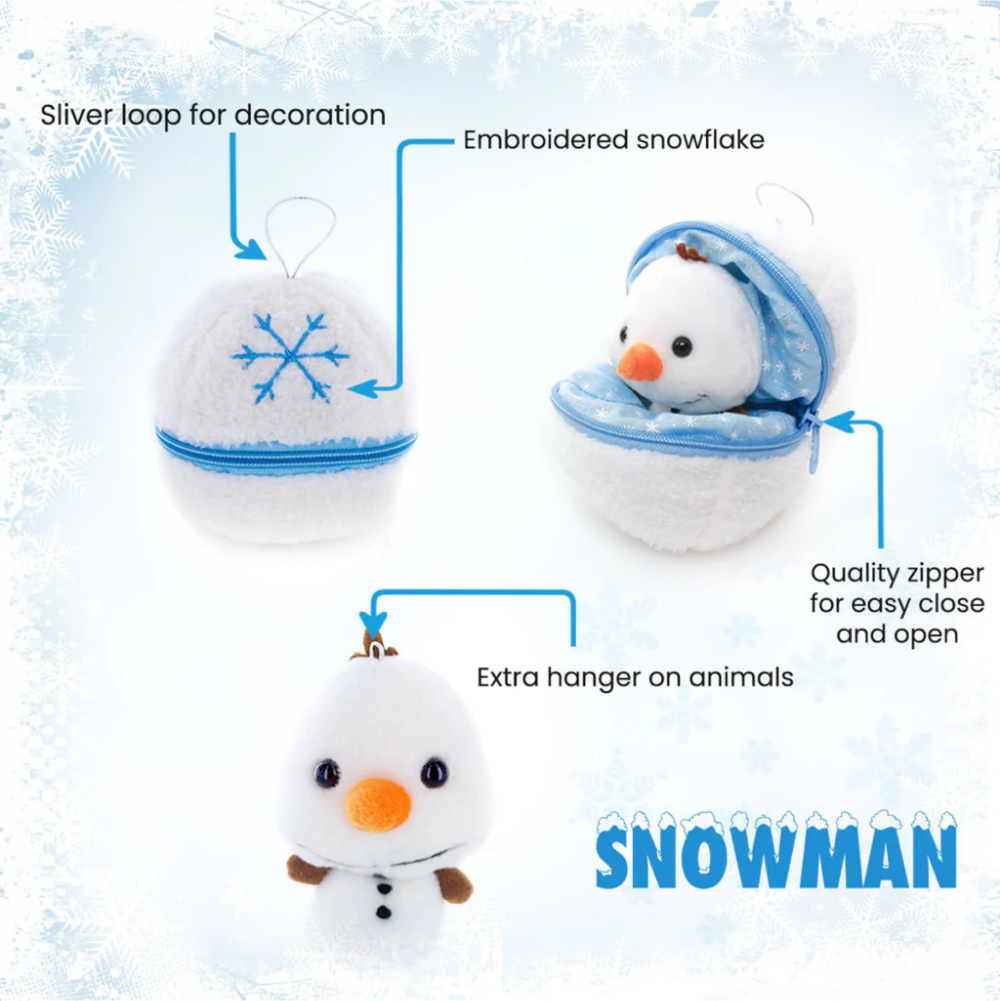 Zip-Up Snowball Snowman – Festive Plush Toy | Plushland